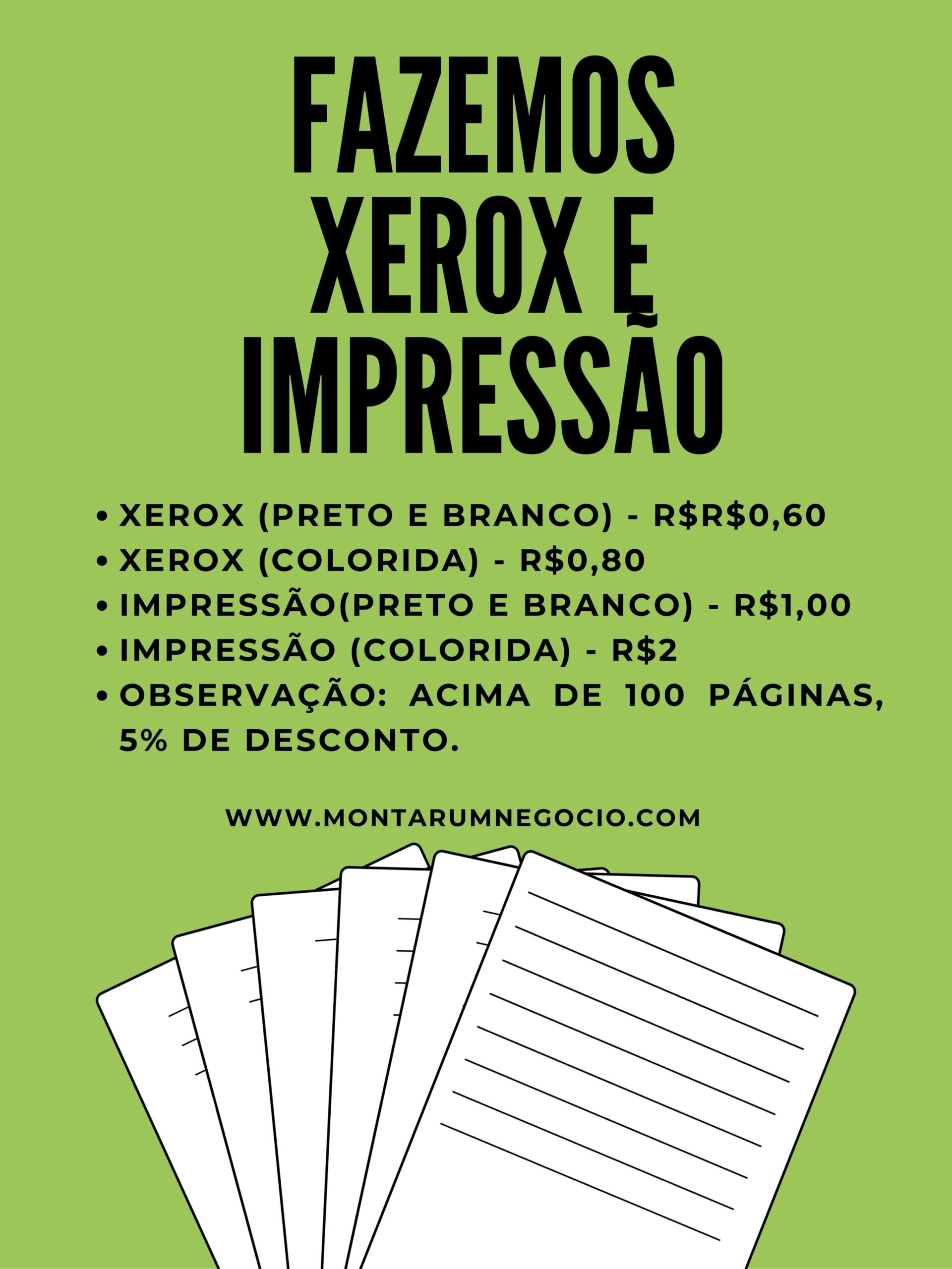 Valor de xerox e impressão: Tabela de preços de quanto cobrar